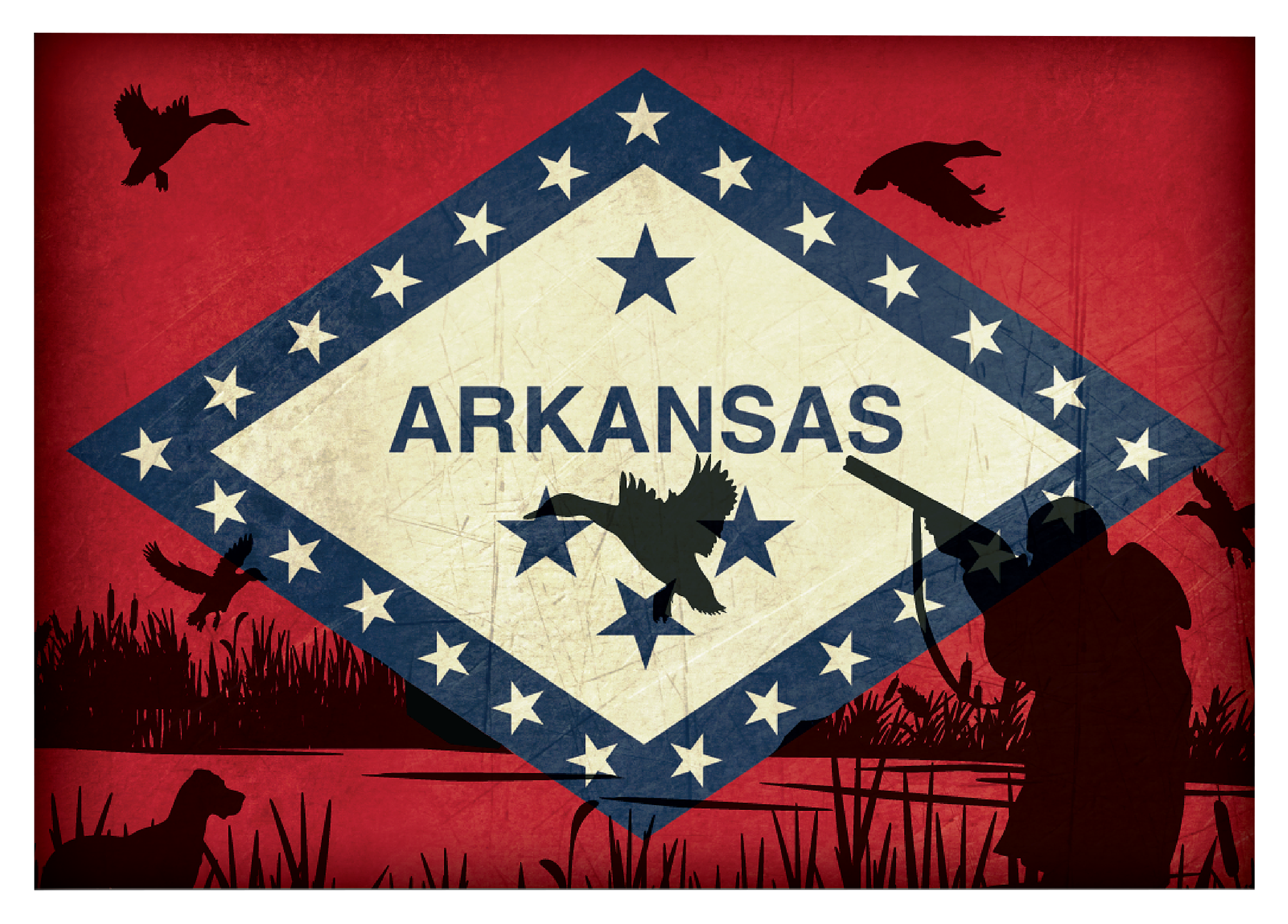 Everyone Loves Buttons Arkansas Hunting-Themed State Flag Souvenir ...